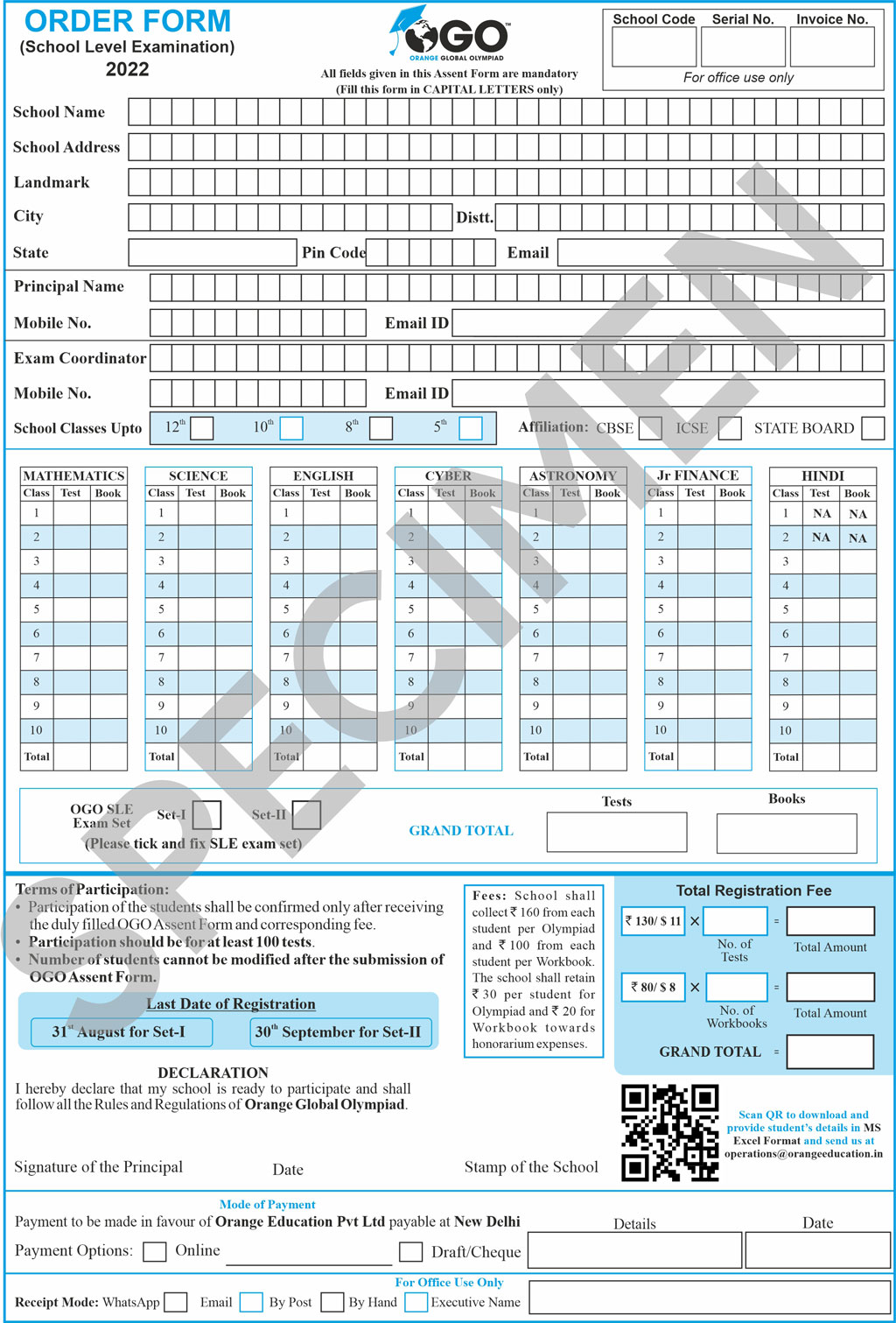 Order Form | Orange Global Olympiad